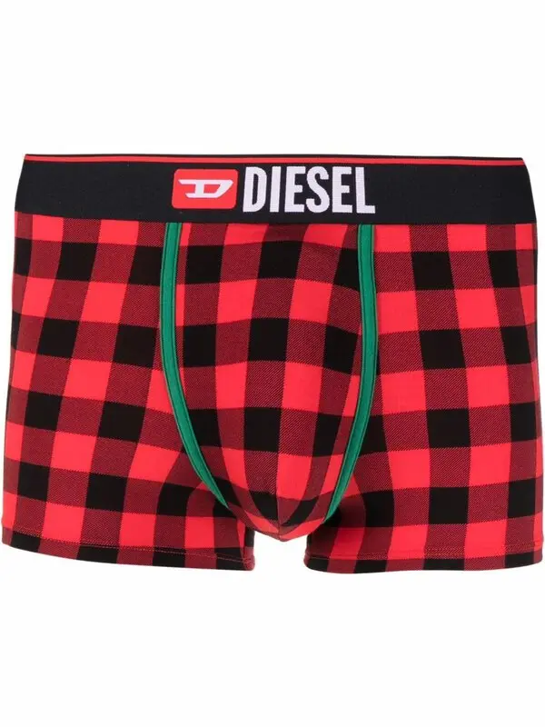 DIESEL Umbx-damien Checked Boxers - Red