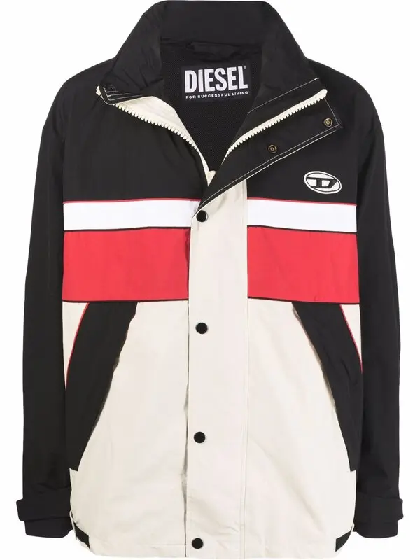 DIESEL® Contrast Panel Funnel Neck Jacket - Neutrals