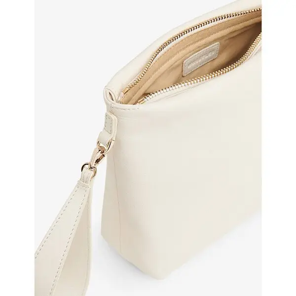 Whistles Avah Leather Clutch Bag - Cream