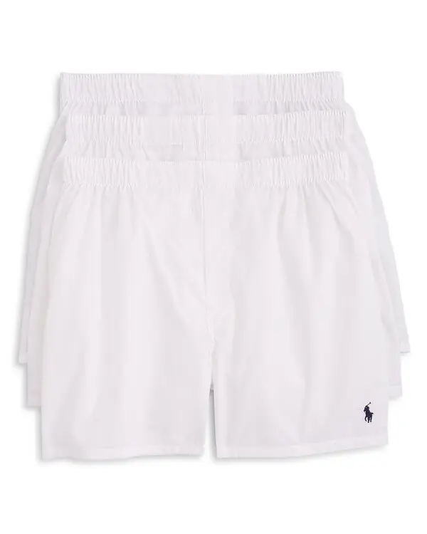 Polo Ralph Lauren Classic Fit Woven Boxers, Pack Of 3 - White
