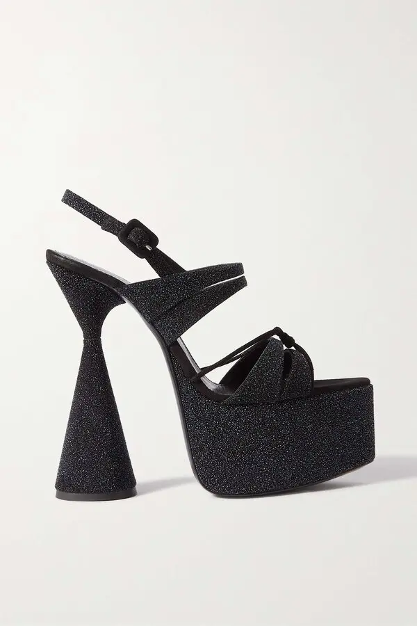 D'ACCORI Belle Glittered-leather Platform Sandals