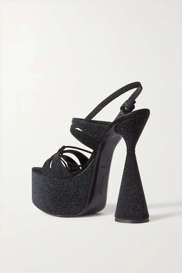 D'ACCORI Belle Glittered-leather Platform Sandals
