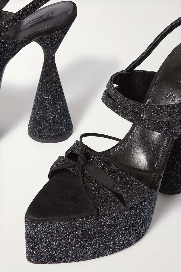 D'ACCORI Belle Glittered-leather Platform Sandals