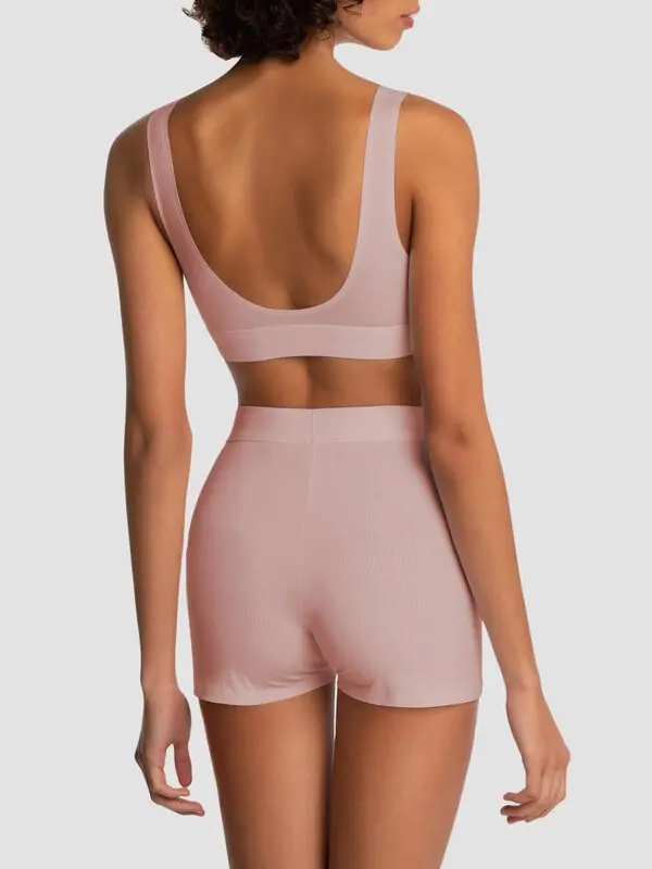 Wolford Beauty Cotton Scoop Neck Bralette - Pearl