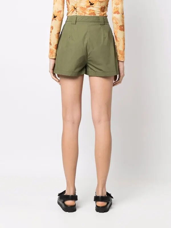 Moschino Logo-tape Pleated Shorts - Green