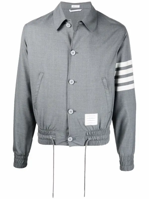 Thom Browne 4-bar Stripe Bomber Jacket - Grey