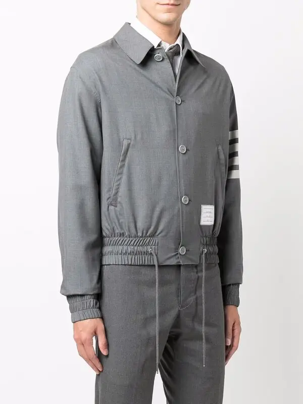 Thom Browne 4-bar Stripe Bomber Jacket - Grey