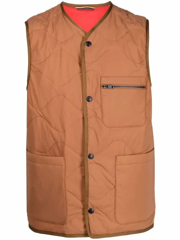 Paul Smith Quilted Wave Gilet - Brown