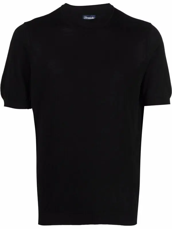 DRUMOHR Fine Knit Mock-neck T-shirt - Black