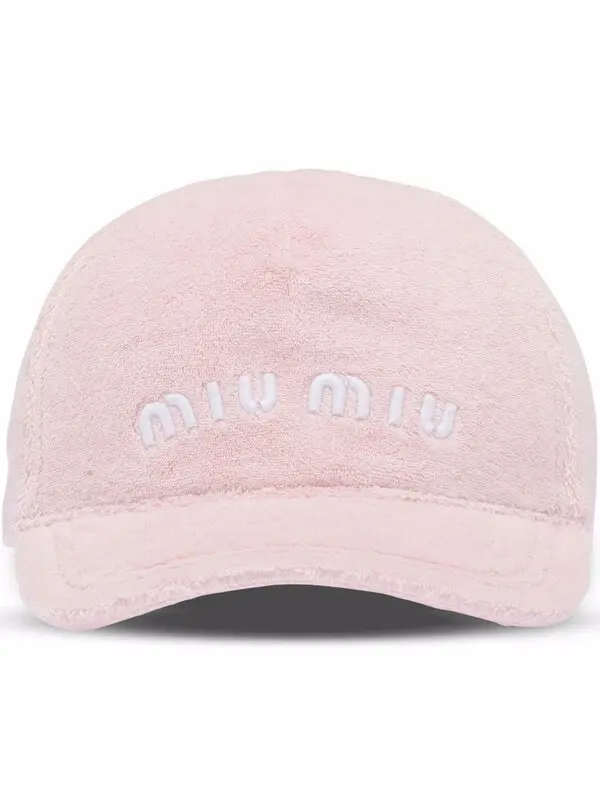 Miu Miu Embroidered-Logo Baseball Cap - Pink | Editorialist