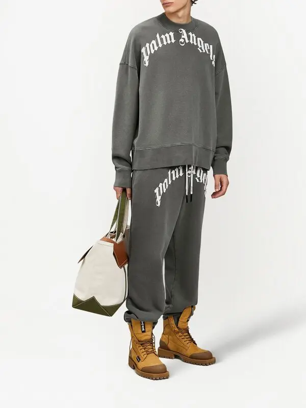 Palm Angels Logo-print Sweatshirt - Grey