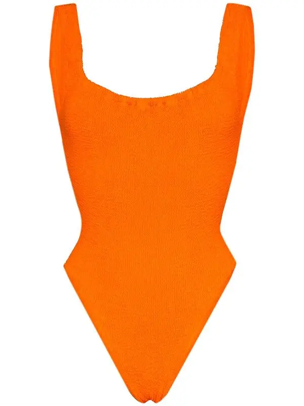 Hunza G Square-cut Crinkled One-piece Swimsuit - Orange