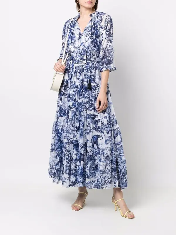 Samantha Sung Embroidered Cotton Midi Dress