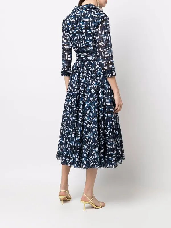 Samantha Sung Geometric Print Shirt Dress - Blue