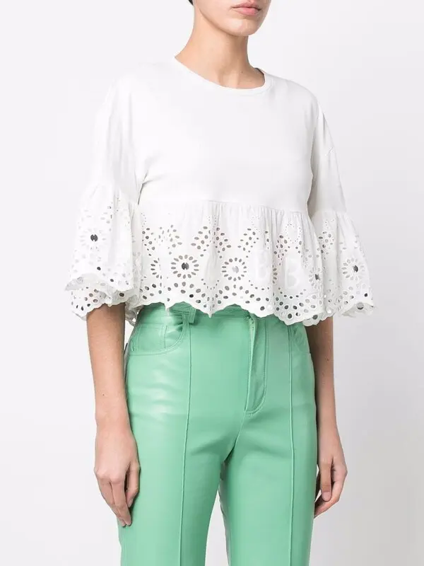 BLUGIRL Broderie Anglaise Cropped Blouse