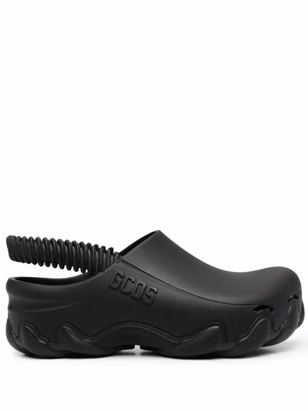 Gcds Embossed-logo Slingback Clogs - Black