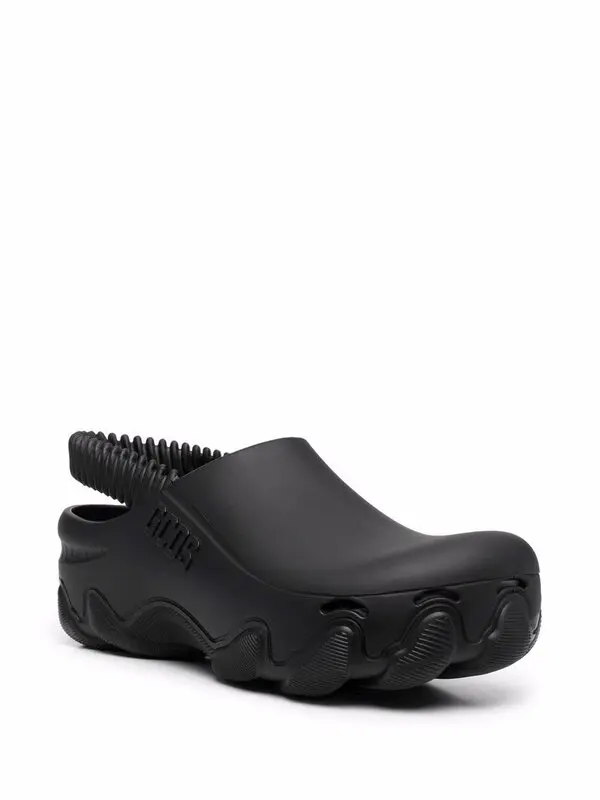 Gcds Embossed-logo Slingback Clogs - Black