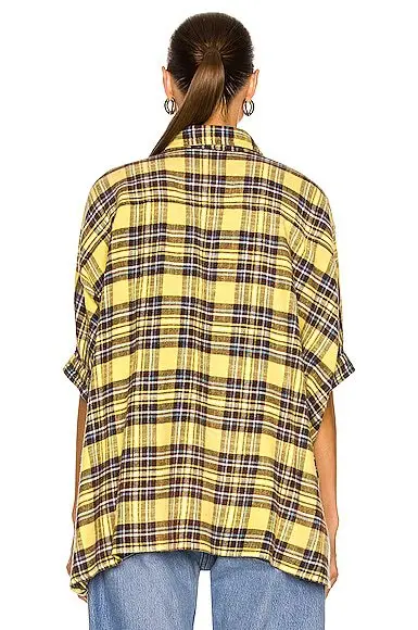 R13 Plaid Oversized Boxy Shirt In Yellow
