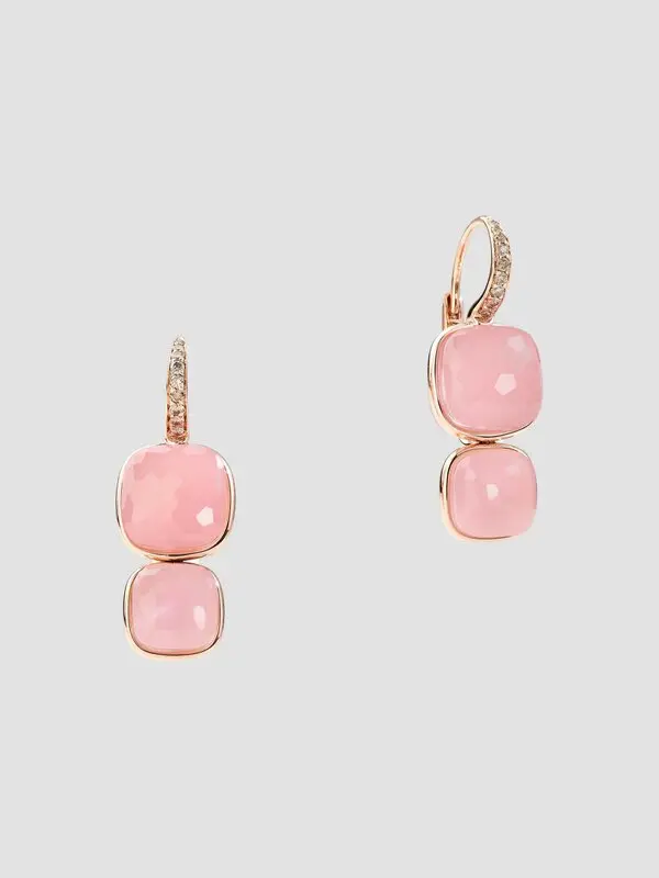 Pomellato Nudo 18k Rose Gold Diamond & Rose Quartz Drop Earrings - Brown