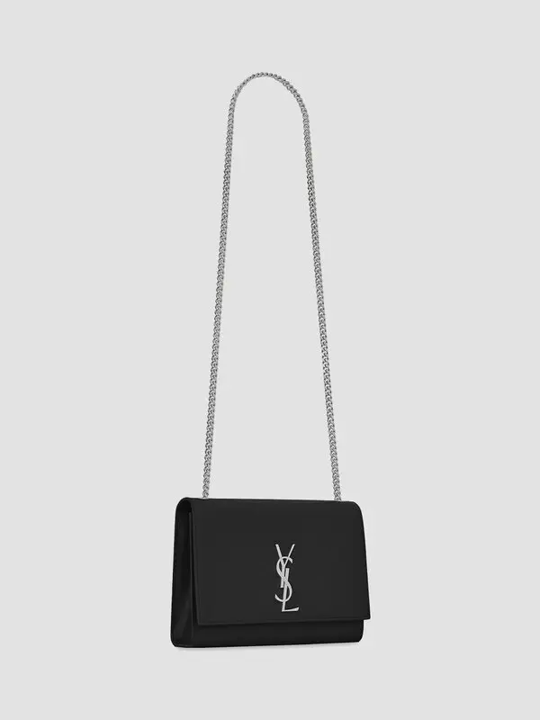 Saint Laurent Kate Grained Leather Shoulder Bag - Black