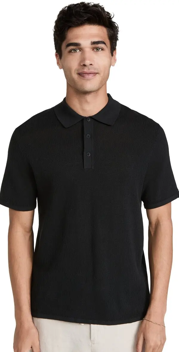 Rag & Bone Harvey Knit Polo - Black