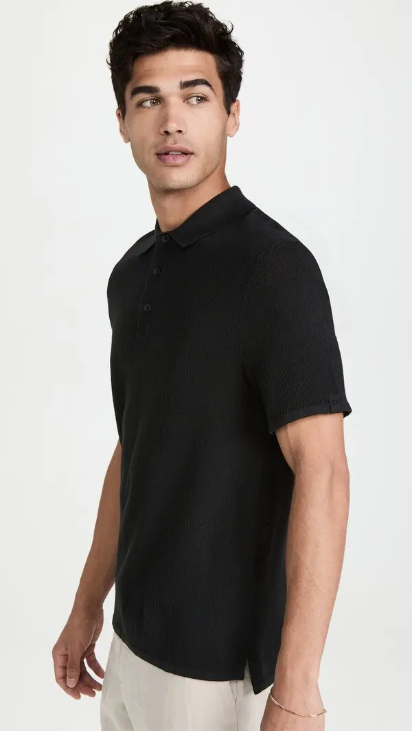 Rag & Bone Harvey Knit Polo - Black