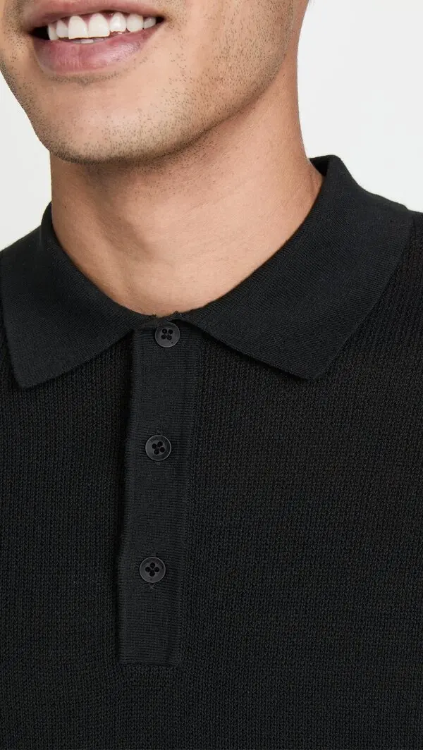 Rag & Bone Harvey Knit Polo - Black