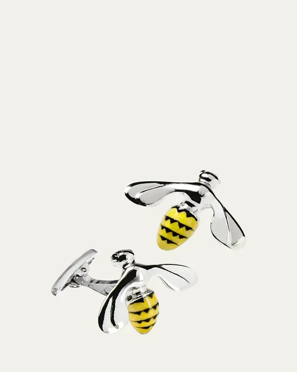 JAN LESLIE Triumphant Bee Enamel & Sterling Silver Cufflinks