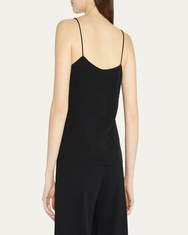 THE ROW Biggins Matte Satin Camisole Top - Black