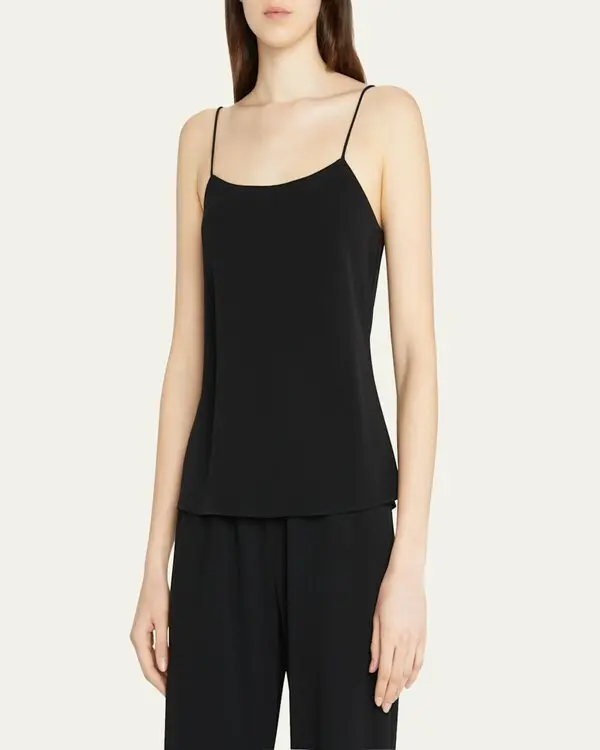 THE ROW Biggins Matte Satin Camisole Top - Black