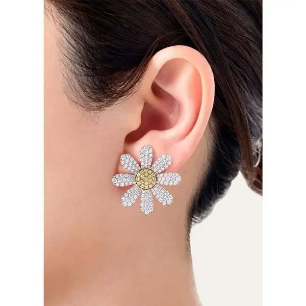 MIO HARUTAKA 18k White Gold Margaret Diamond And Yellow Sapphire Single Earring