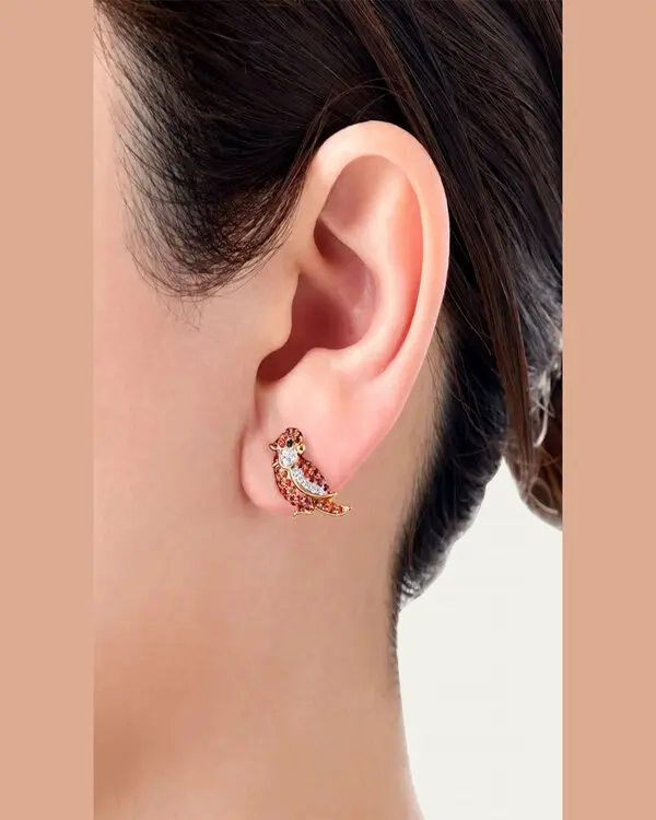 MIO HARUTAKA Orange Little Bird Earring, Single