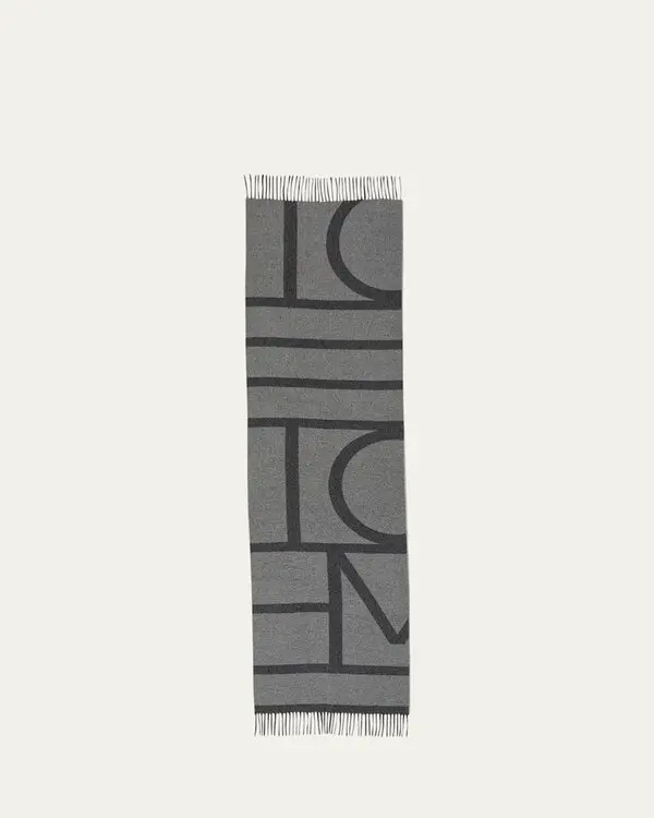 TOTEME Monogram Jacquard Wool Scarf - Grey Monogram