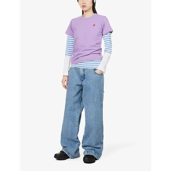Play Comme Des Garcon Comme Des Garçons Play Heart-embroidered T-shirt - Purple