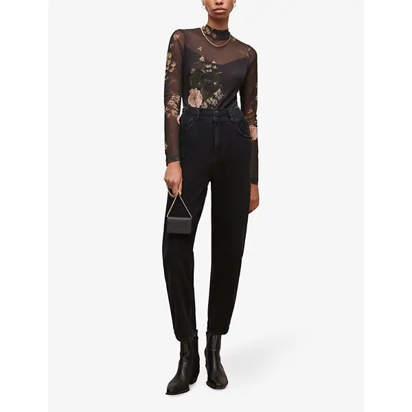 ALLSAINTS Elia Floral-print Mesh Bodysuit