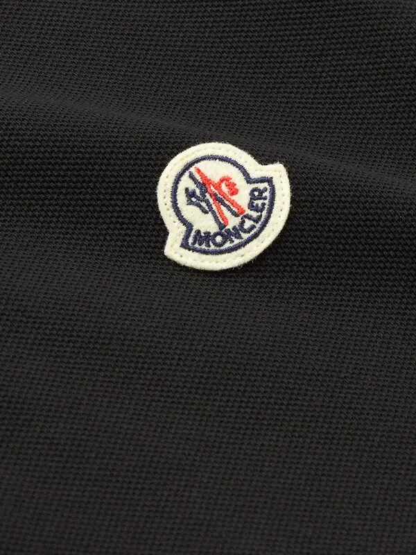 Moncler Logo-appliquéd Striped Cotton-piqué Polo Shirt - Black