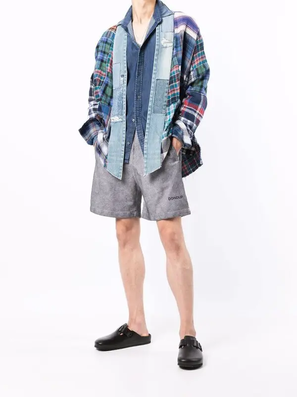 DONDUP Logo-print Cotton Track Shorts - Grey