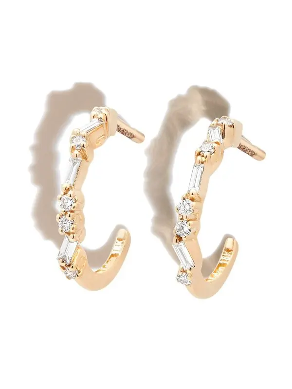 SUZANNE KALAN 18kt Yellow Diamond Hoop Earrings - Gold