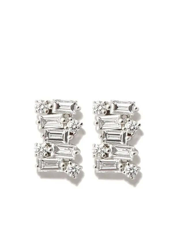 SUZANNE KALAN 18kt White Gold Diamond Stud Earrings - Silver