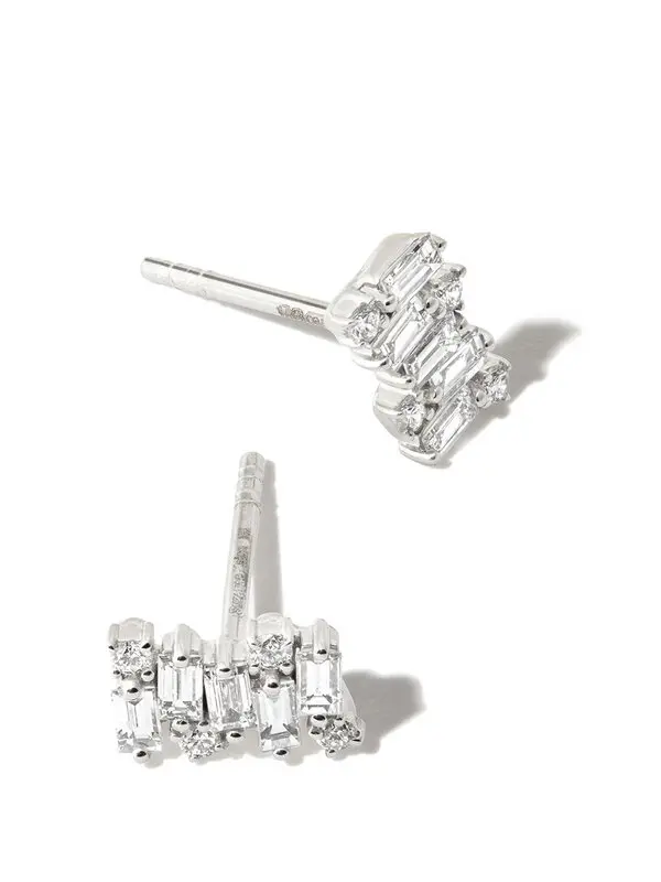 SUZANNE KALAN 18kt White Gold Diamond Stud Earrings - Silver
