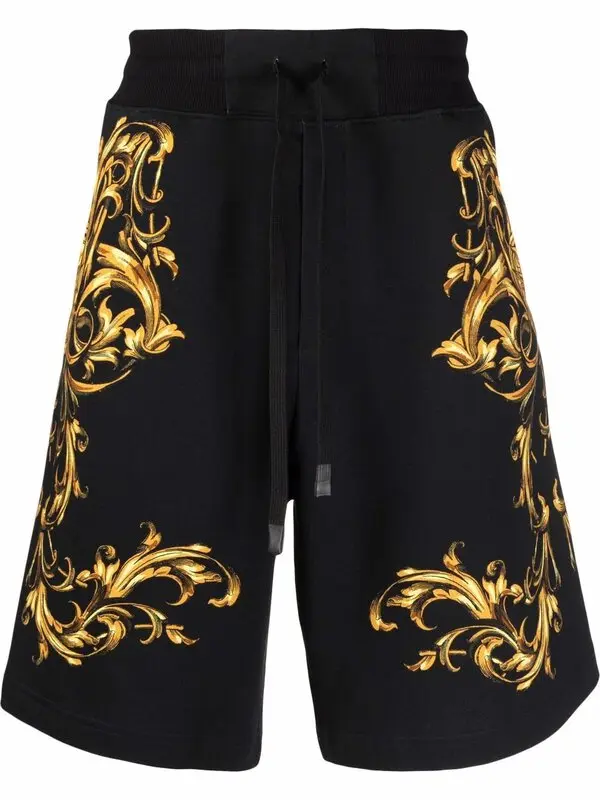 Versace Baroque Pattern-print Shorts - Black