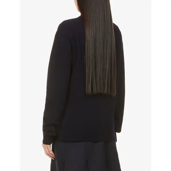 Play Comme Des Garcon Heart-embroidered Wool Cardigan - Navy
