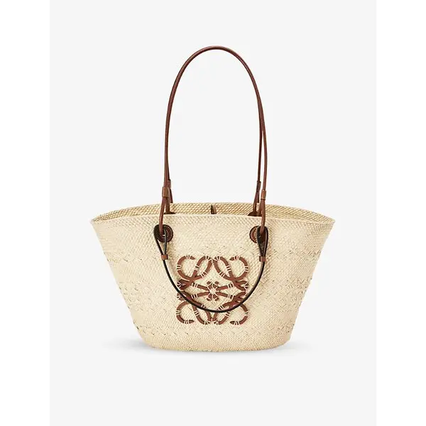 Loewe Anagram Iraca Palm And Leather Basket Bag