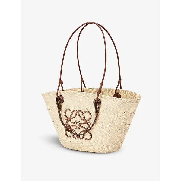 Loewe Anagram Iraca Palm And Leather Basket Bag