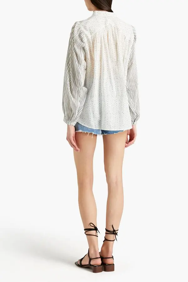 Rag & Bone Carly Gathered Printed Cottonblend Blouse