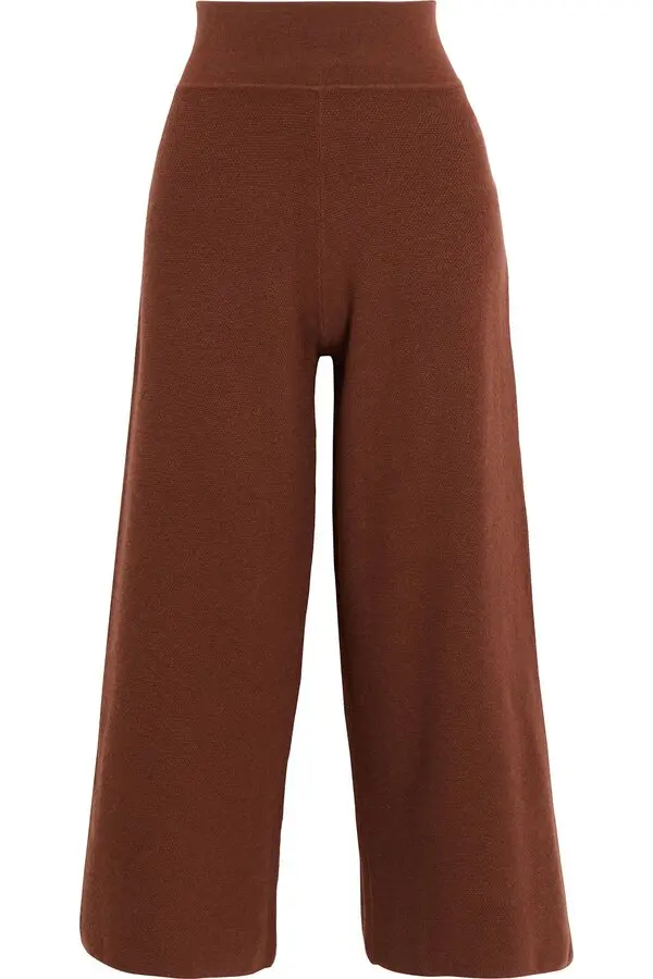 Veronica Beard Norita Cropped Stretchknit Wide-leg Pants - Brown