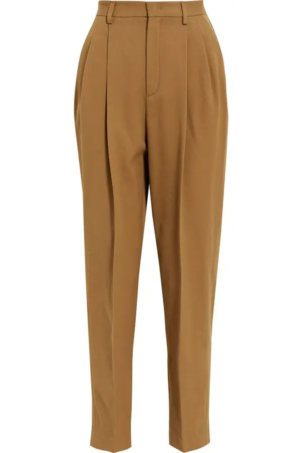 Red Valentino Pleated Cotton And Woolblend Twill Tapered Pants - Light Brown
