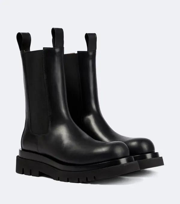 Bottega Veneta Lug Leather Ankle Boots