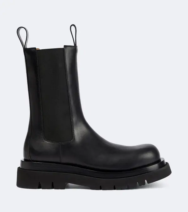 Bottega Veneta Lug Leather Ankle Boots