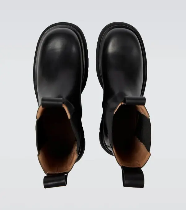 Bottega Veneta Lug Leather Ankle Boots - Black